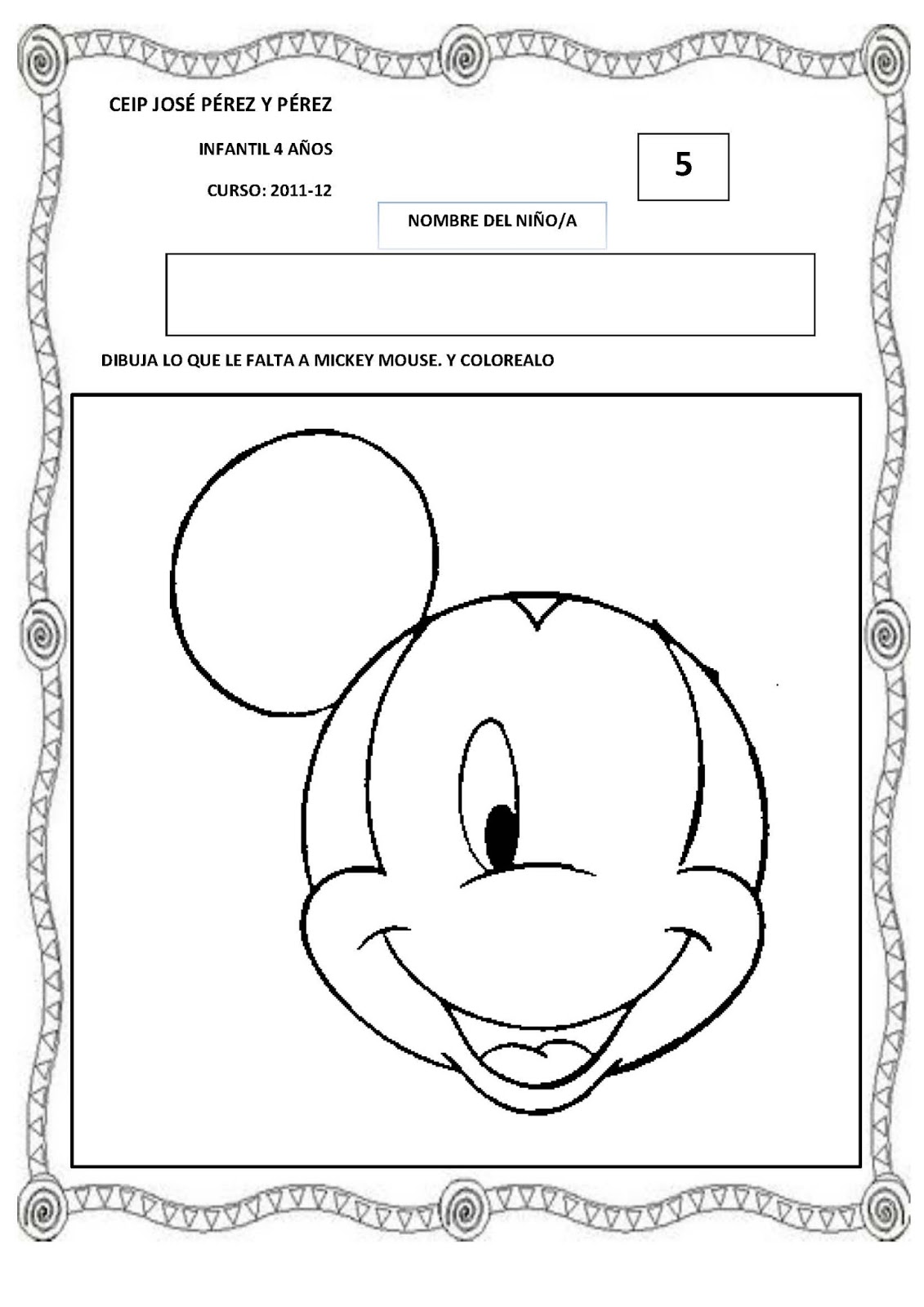 El rincón de infantil: Proyecto: Mickey Mouse