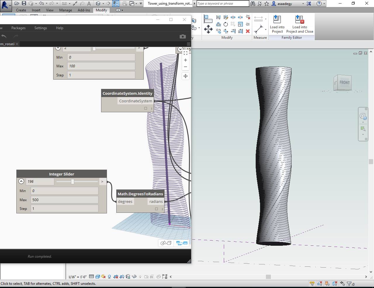 Ahmed HALIM: REVIT+Dynamo Parametric Tower Experiment