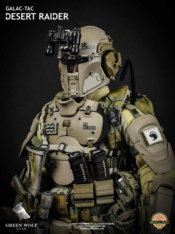 1/6 Scale Green Wolf Gear GALAC-TAC Desert Raider Tan Combat Uniform ...