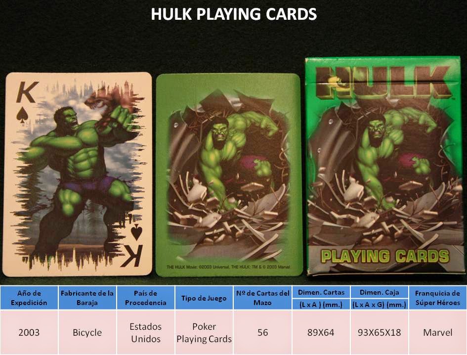 Cartas de Superheroes: HULK PLAYING CARDS