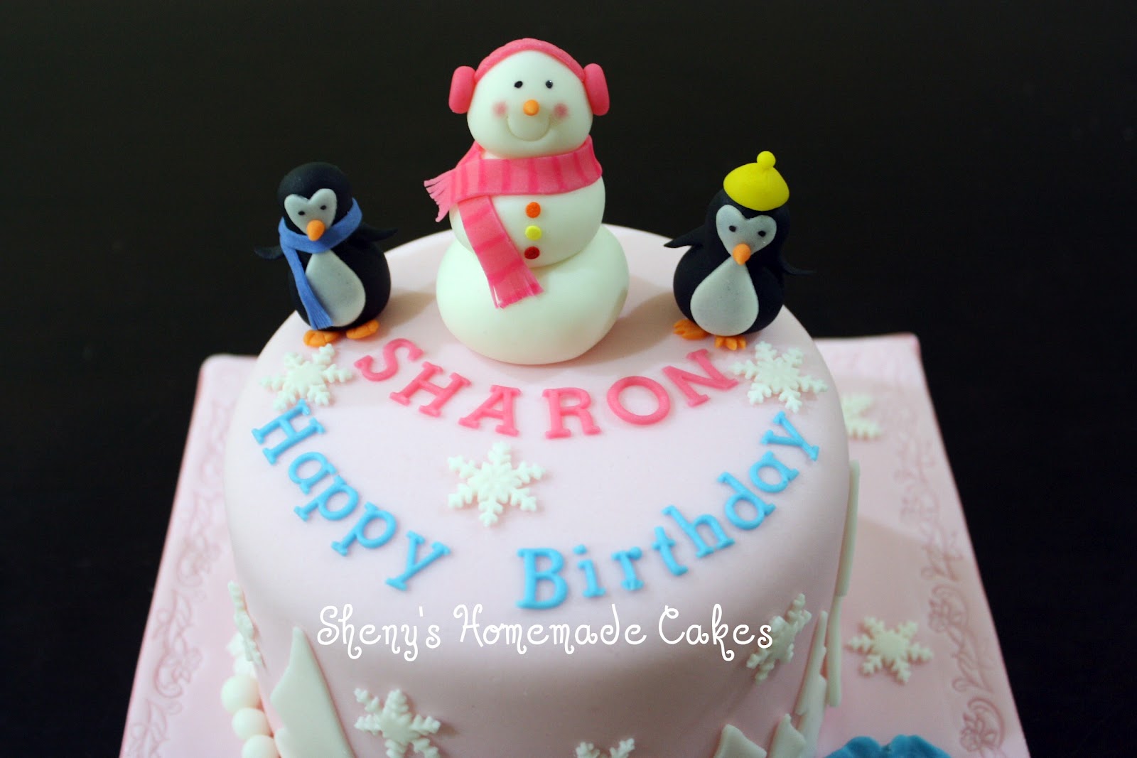 Sheny's Homemade Treats: Winter Snowman Themed Birthday Cake For Sharon