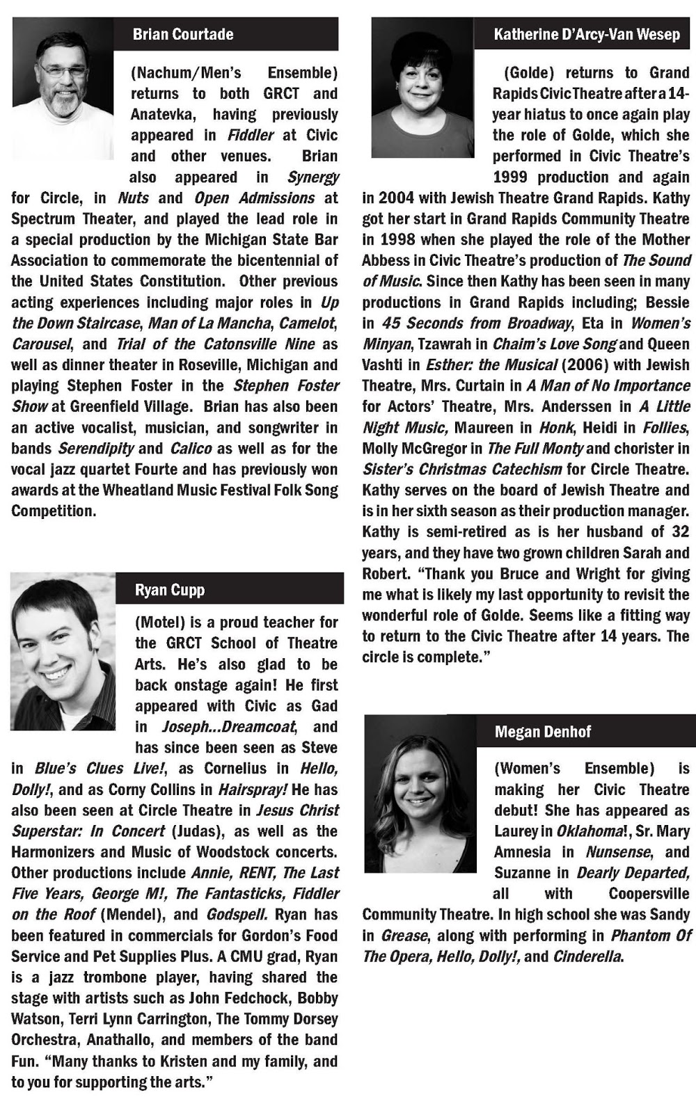 FIDDLER ON THE ROOF: Cast Bios