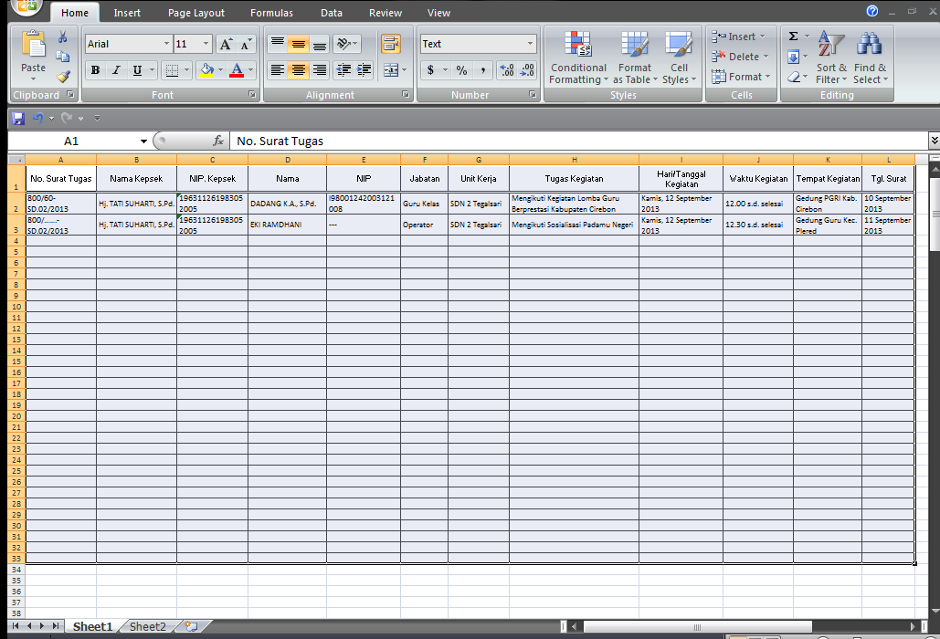Membuat Surat Tugas Dengan Excel - Delinewstv