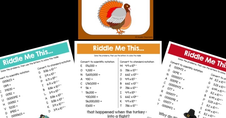 The Best of Teacher Entrepreneurs III: Thanksgiving Scientific Notation ...
