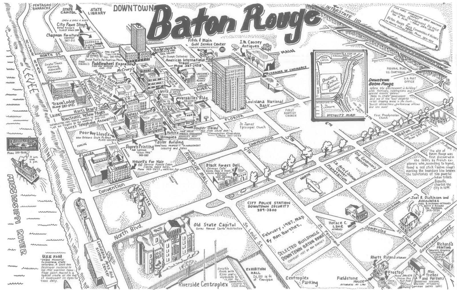 The Barthet Gallery: Baton Rouge Pictorial Map