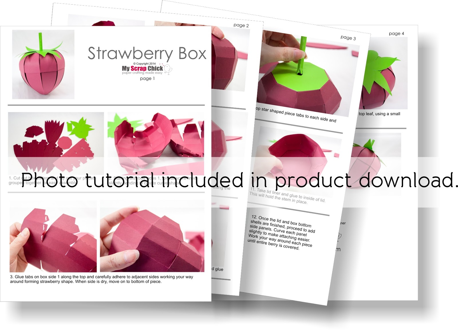 Fresh Paper Strawberry Box - myscrapchick