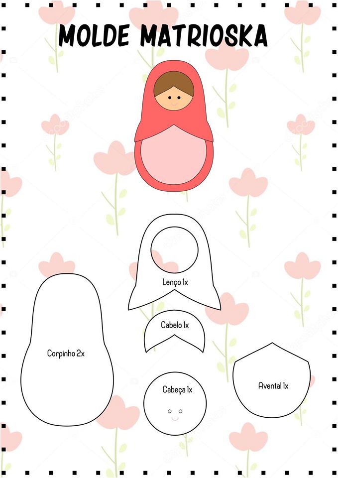 Boneca Russa em Feltro Matriosca com Molde - Ideias Criativas