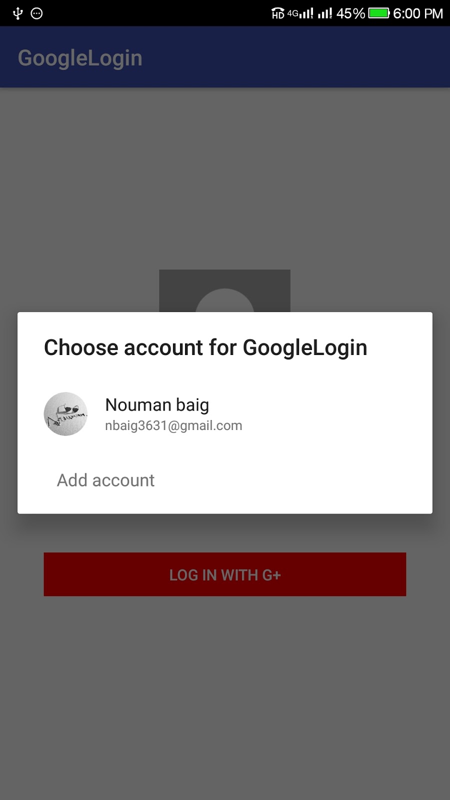 Login with Google Plus example