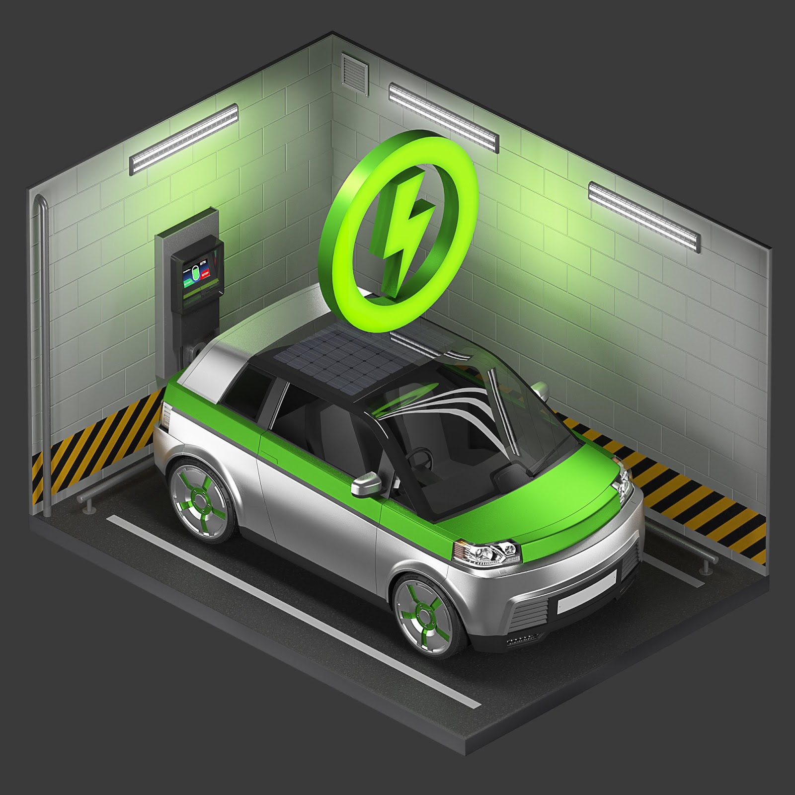 3D illustration of a ev charging