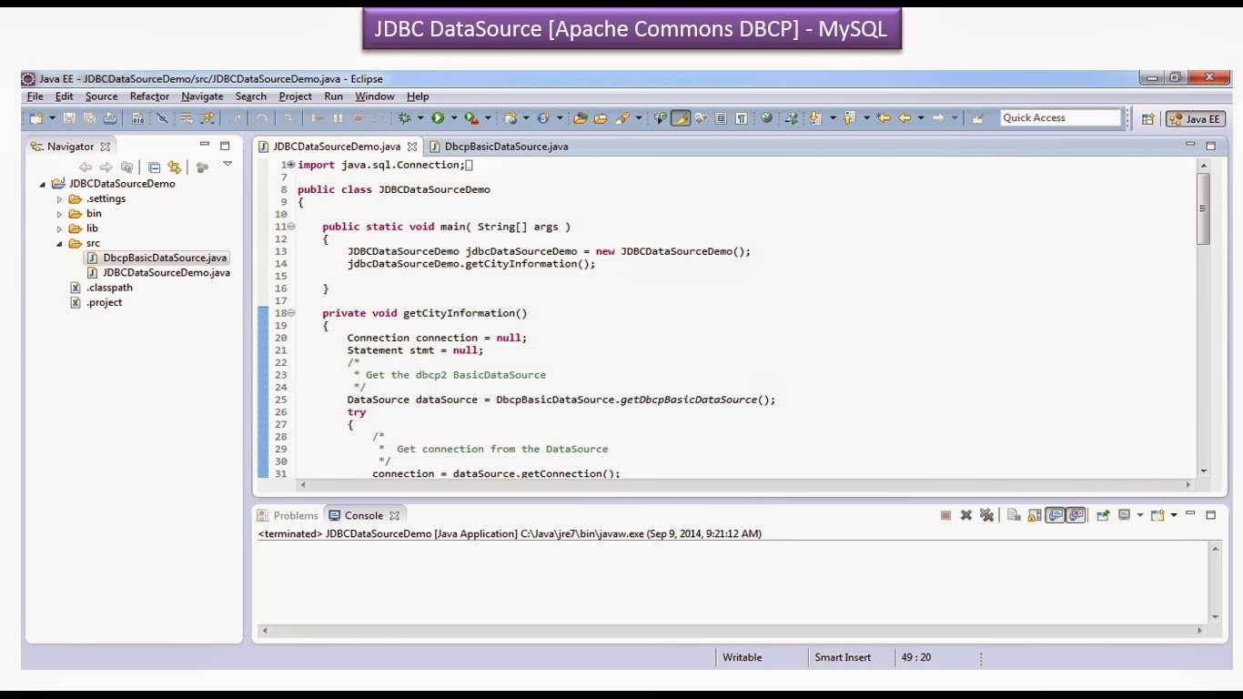 JAVA EE: JDBC DBCP DataSource - MySQL