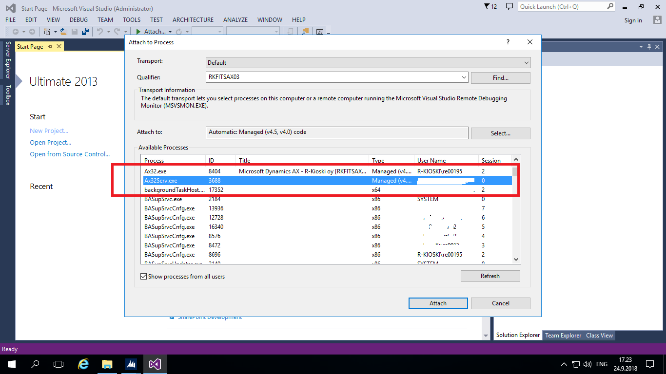 AXwonders: putting debugger in visual studio in ax 2012