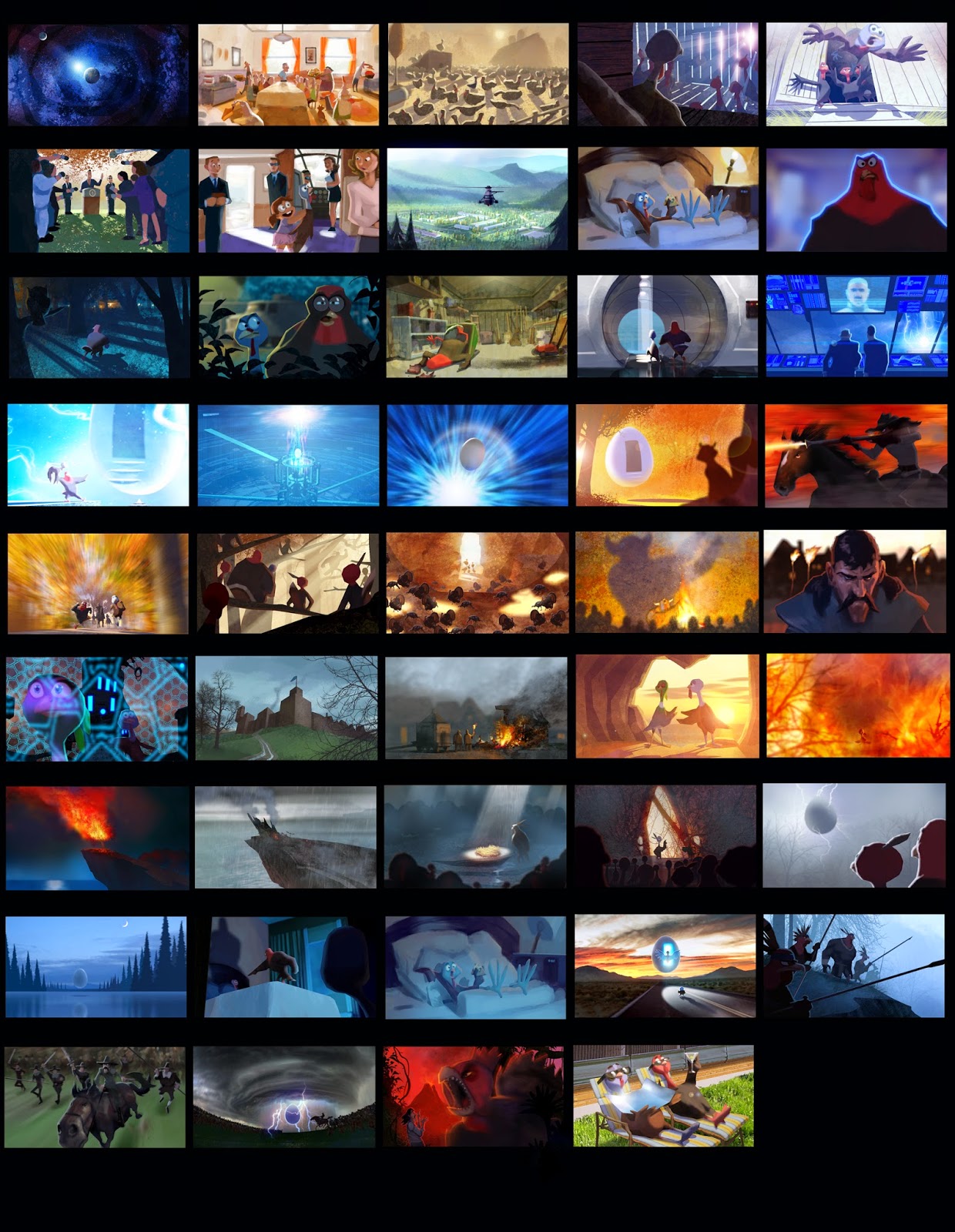 The Art Of Fred Warter: Free Birds Global color script