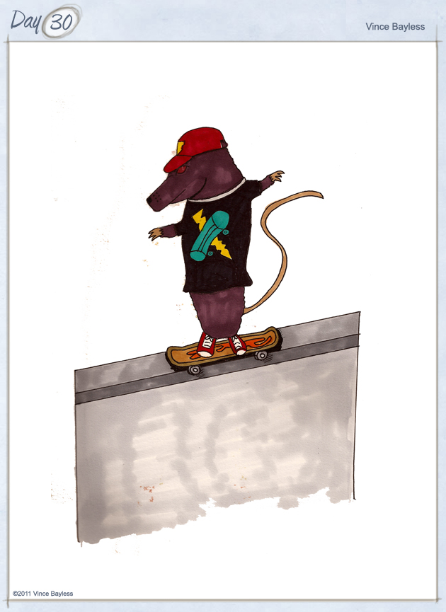 Vince Bayless Illustration: 30 Characters Challenge Day 30-Skate Rat