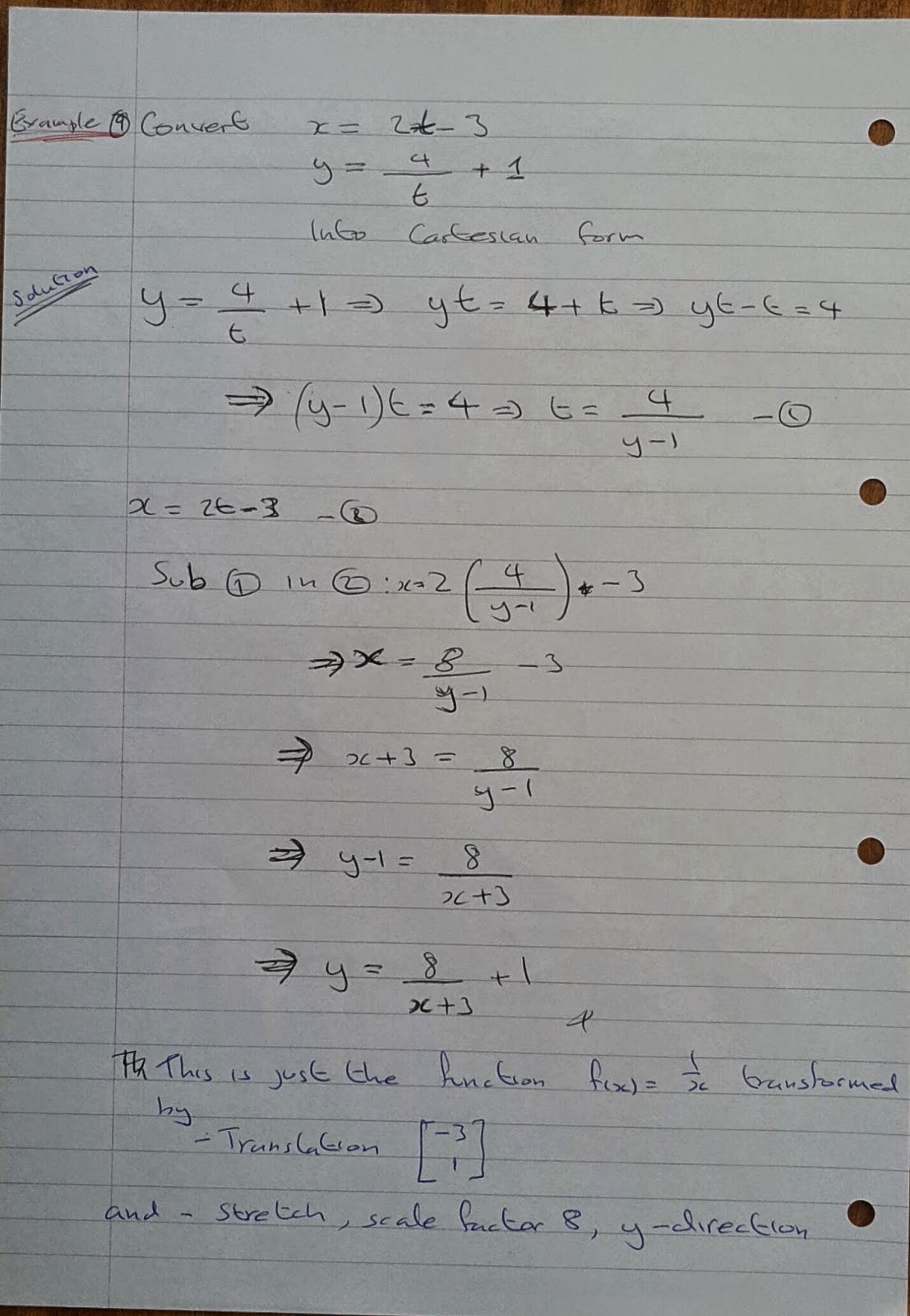 A Level Maths Notes: A2 Parametric Equations - Convert parametric to ...