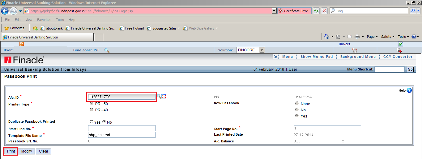 Passbook Printing in DOP Finacle | DOP Core Solutions