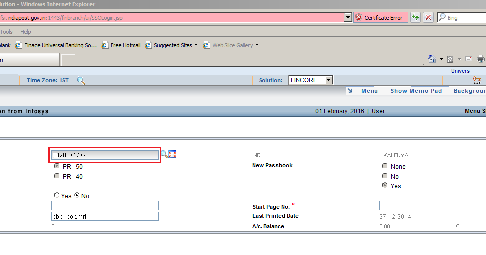 Passbook Printing in DOP Finacle | DOP Core Solutions