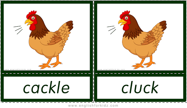 Printable Flashcards: Animal Sounds. Part 1.