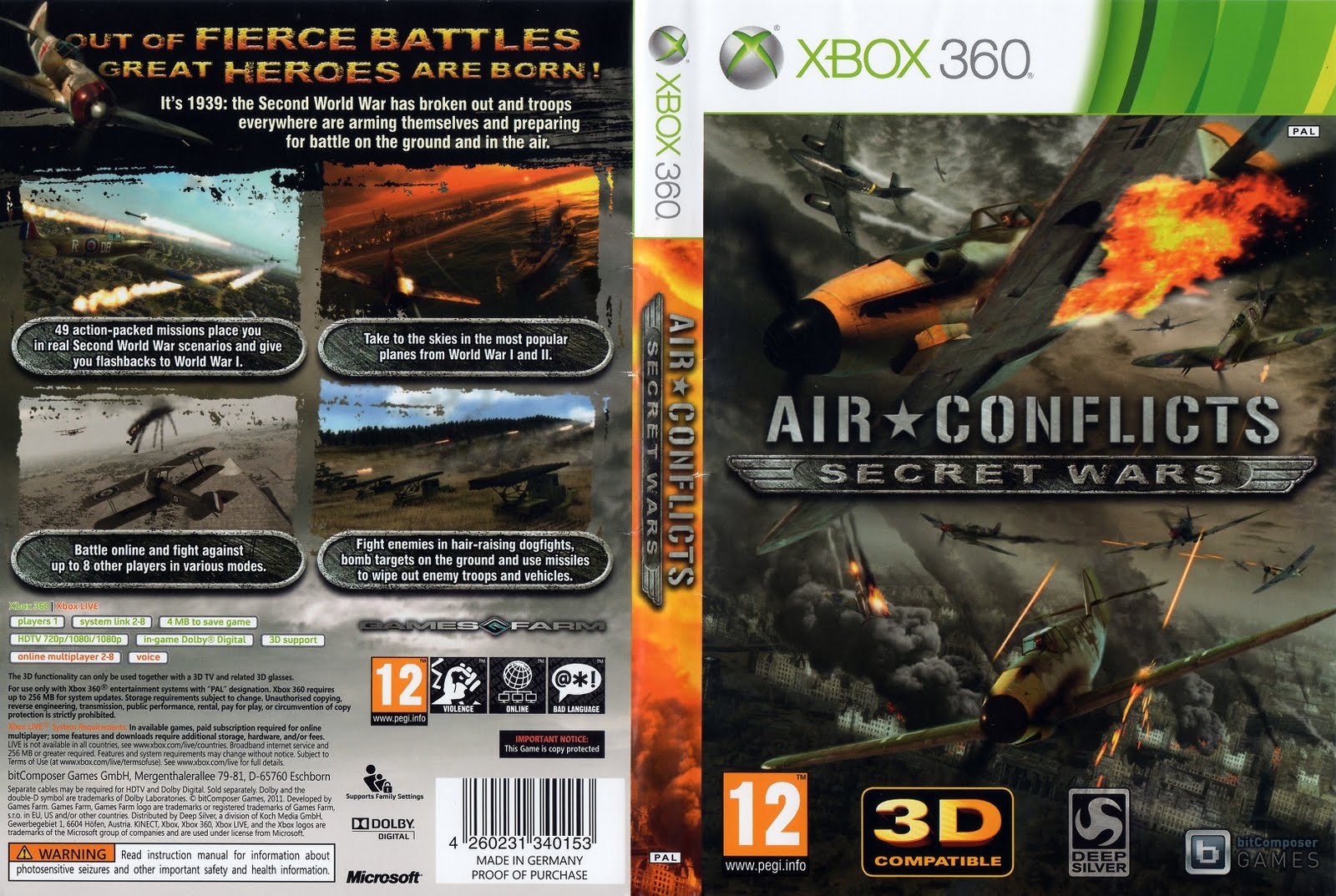 Caratula de Air Conflicts - Secret Wars XBOX 360 (DVD) ~ Super ...
