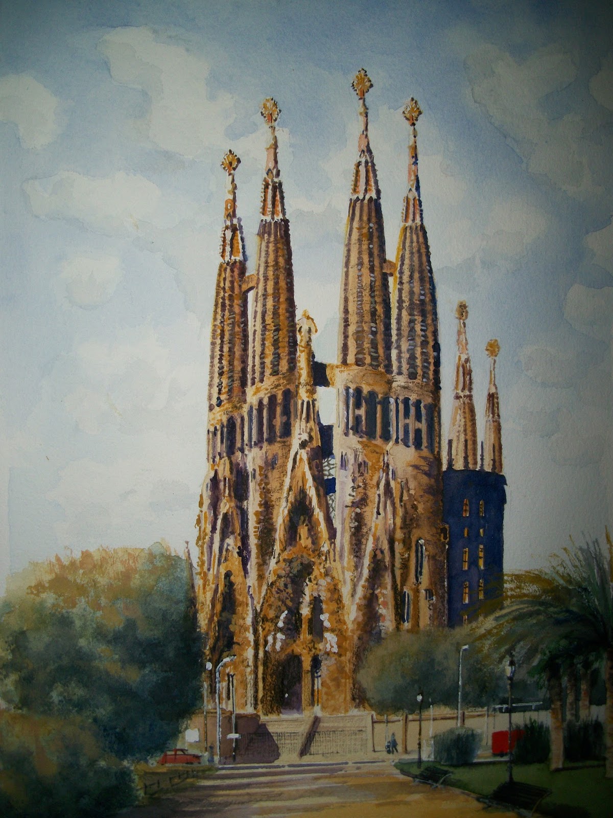 R.CASTEX .MIS ACUARELAS.: BARCELONA.LA SAGRADA FAMILIA.
