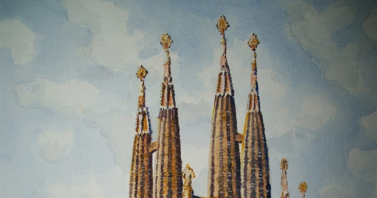 R.CASTEX .MIS ACUARELAS.: BARCELONA.LA SAGRADA FAMILIA.