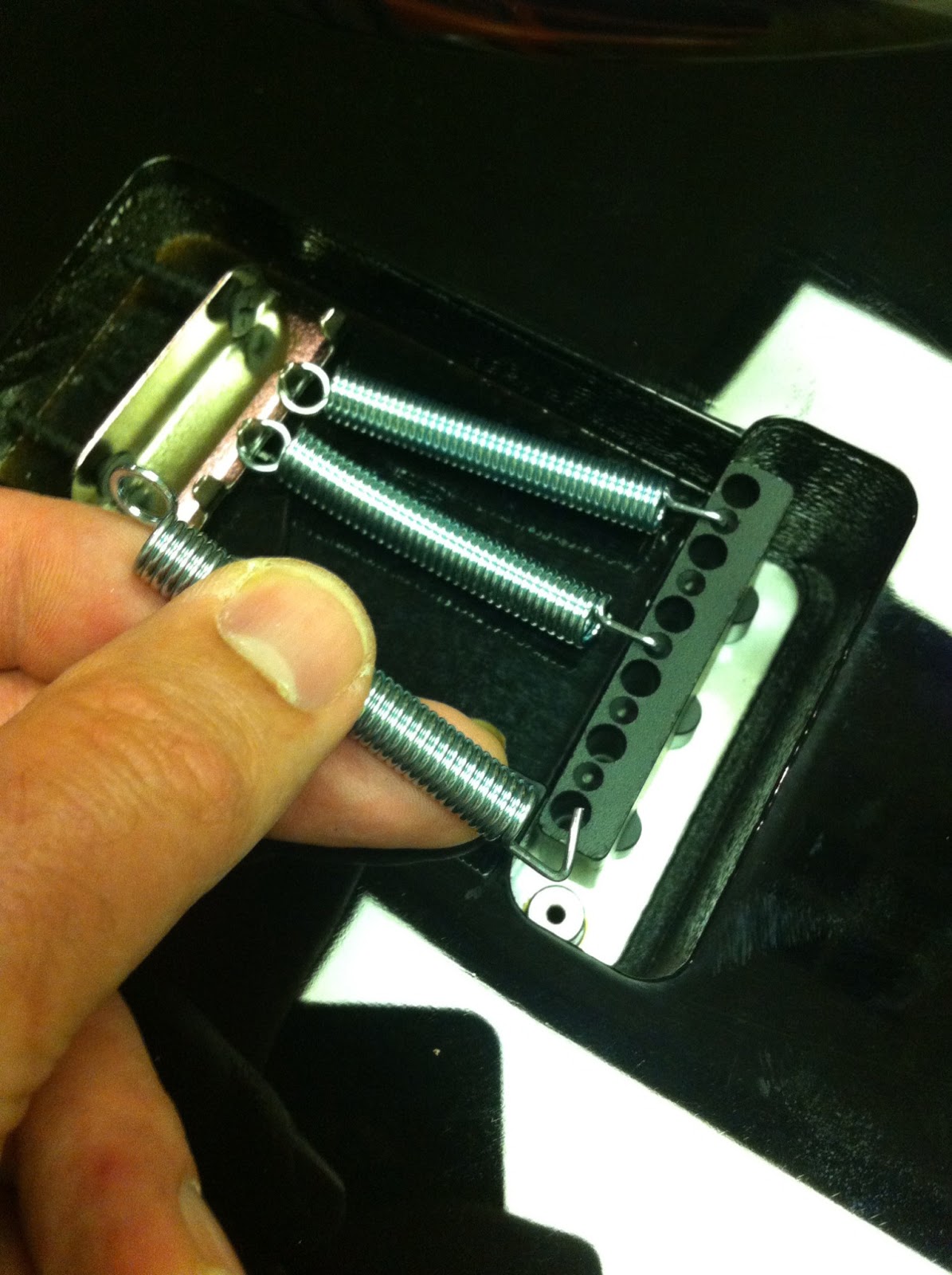 The Black Strat Project: Installation of the Tension Coil Springs