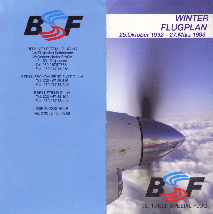 Airline memorabilia: BSF Berliner Spezial Flug (1992/1993)