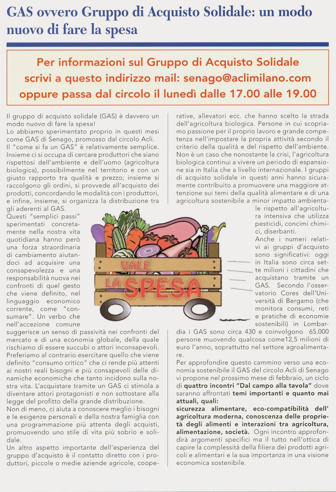 Acli Senago per il bene comune: G.A.S.