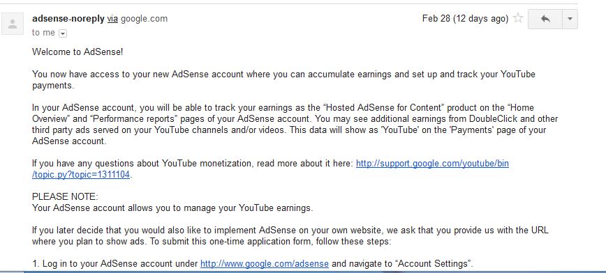 Easy Advertisements Money: Adsense Approval Email