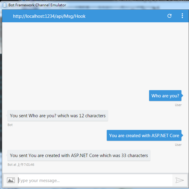karatejb: [Chatbot] Messaging Api withASP.NET Core