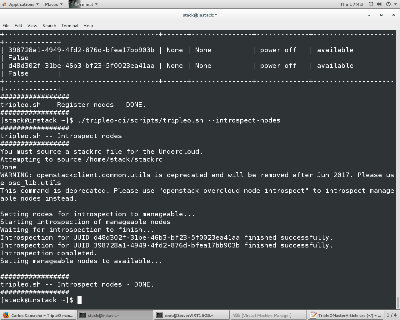 Openstack RDO && KVM Hypervisor: TripleO deployment of 'master' branch via instack-virt-setup