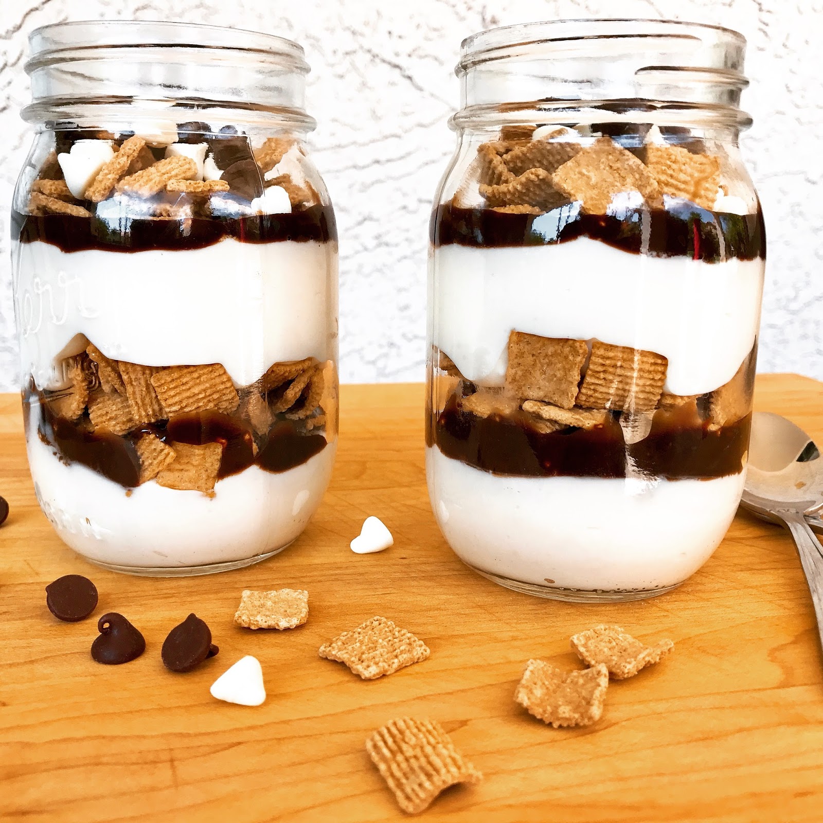 White Chocolate Parfaits with Grahams and Chips