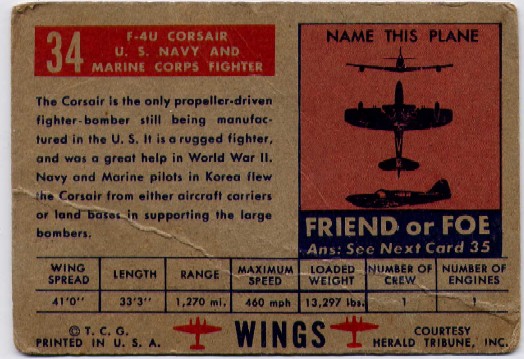 CaptKirk42s Trading Cards Blog: Vintage War and Aviation Cards a pair