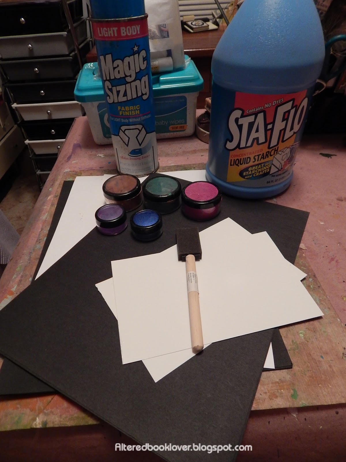 Altered Book Lover: Second Thursday Tutorial: Spray Starch Backgrounds