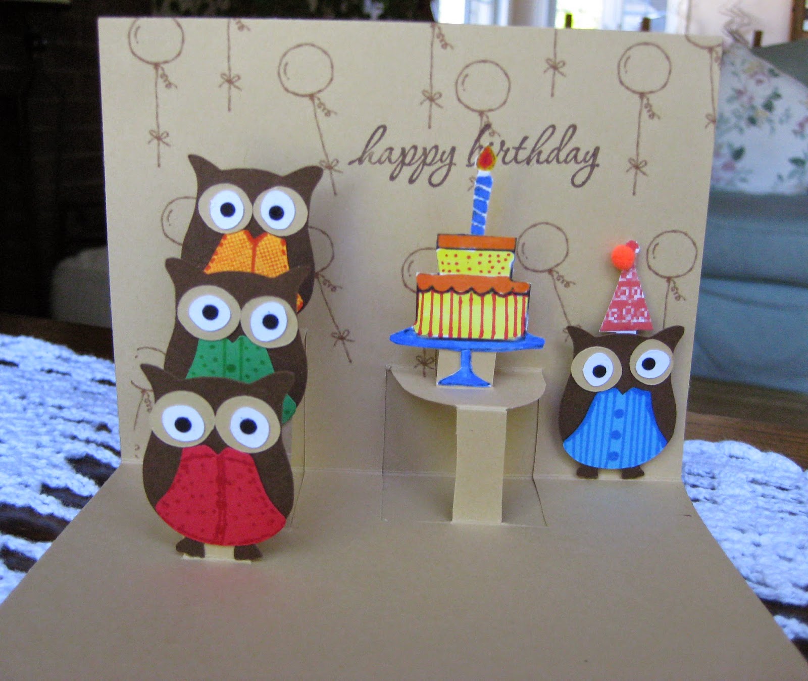 CRAFTY IDEAS, MINE AND EVERYONE ELSES: AN OWL POP UP CARD