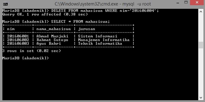 Dunia Koding Tutorial And Source Code Pemrograman Perintah Update Delete Mysql