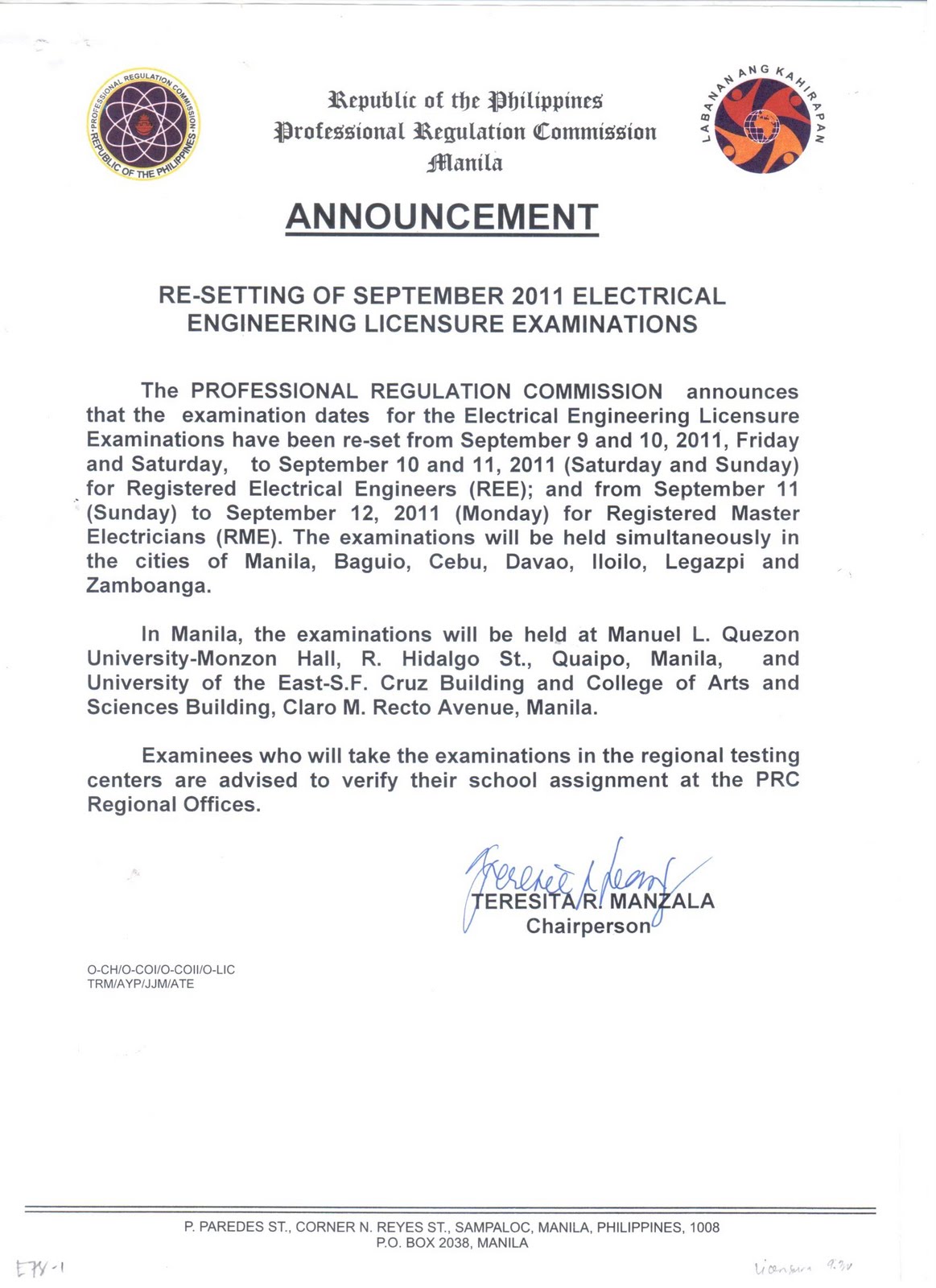 PRC CAR Information Site: RE-SETTING OF SEPTEMBER 2011 ELECTRICAL ...