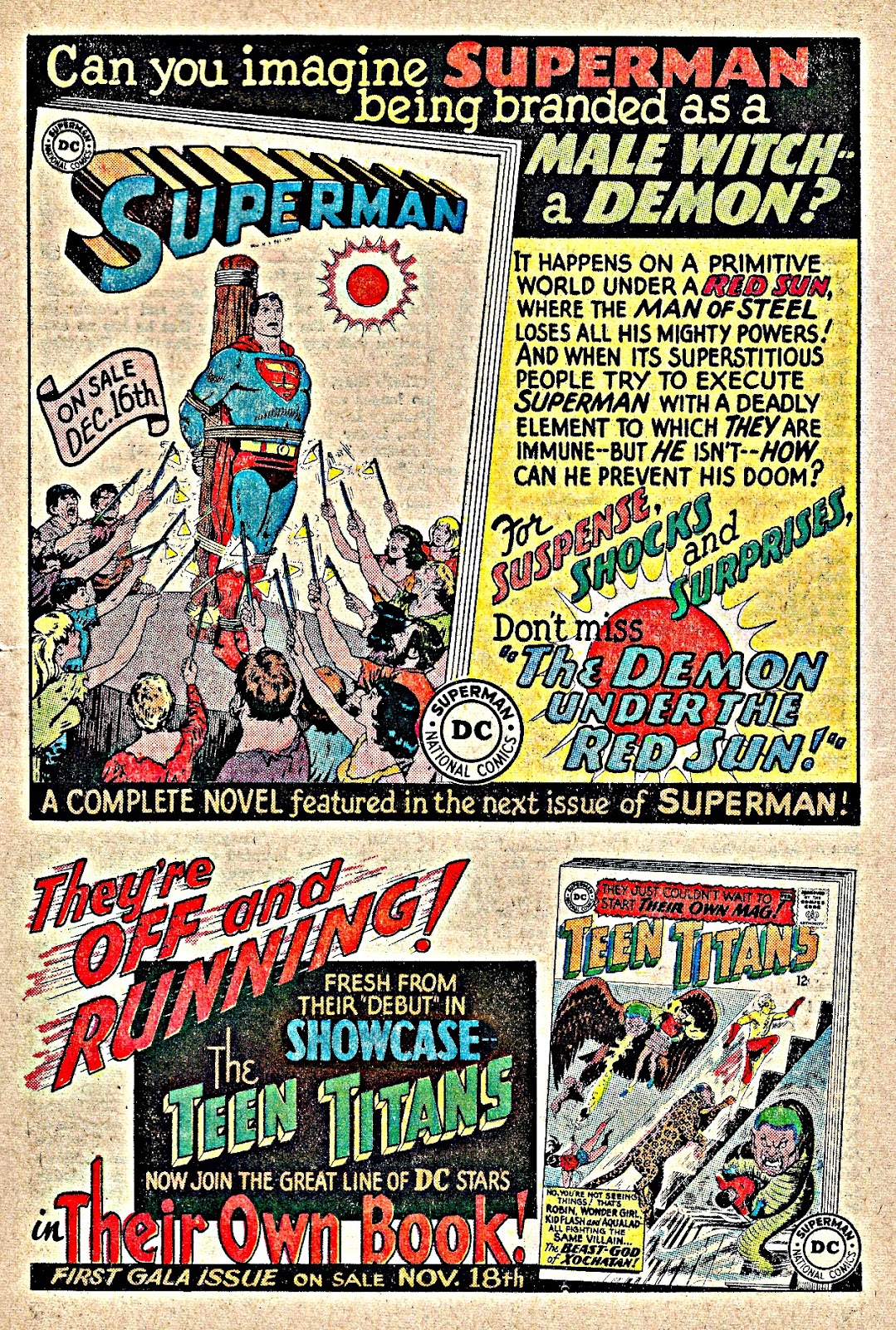 Vintage DC Comics house ad: Superman and Teen Titans