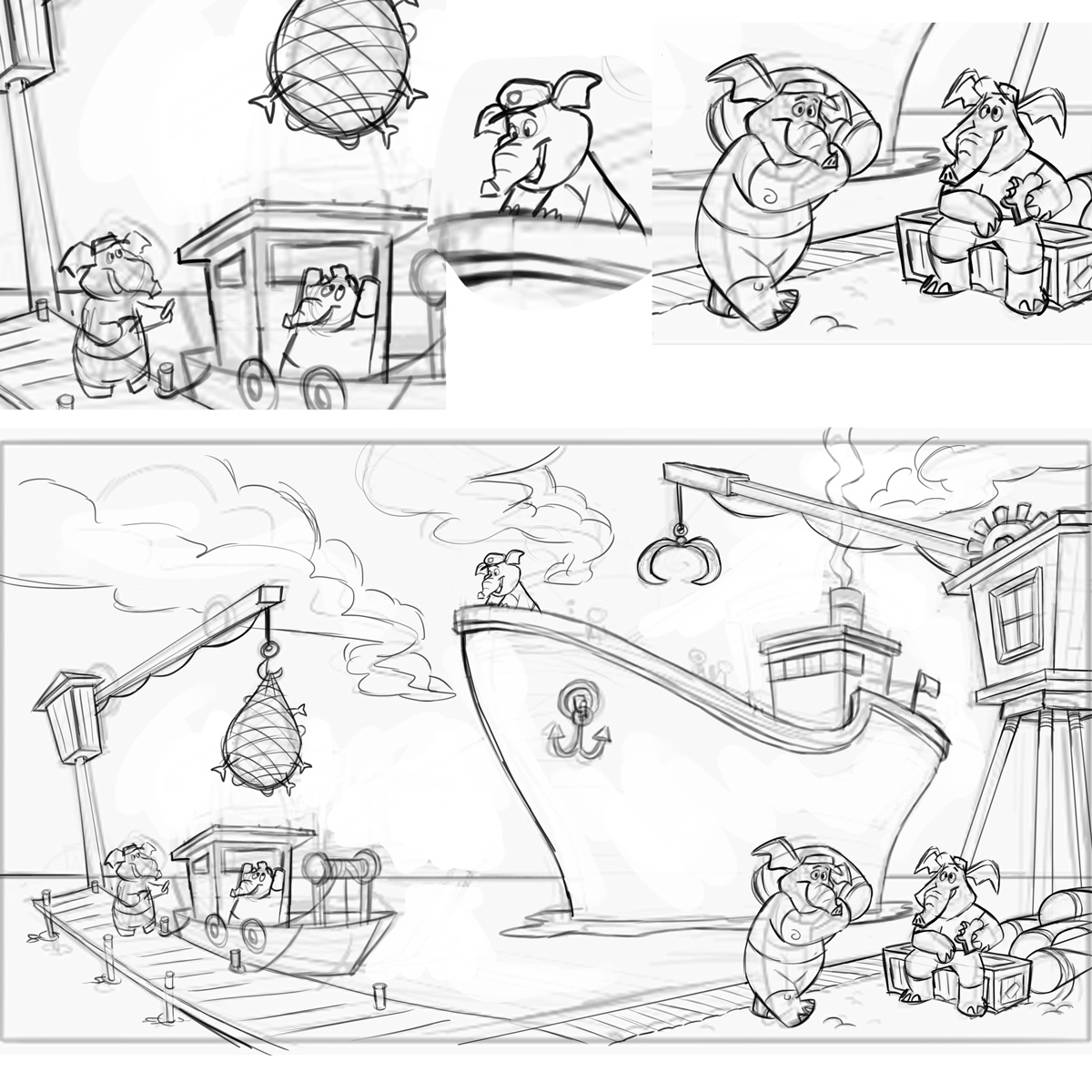 Learning drawing principles: harbor