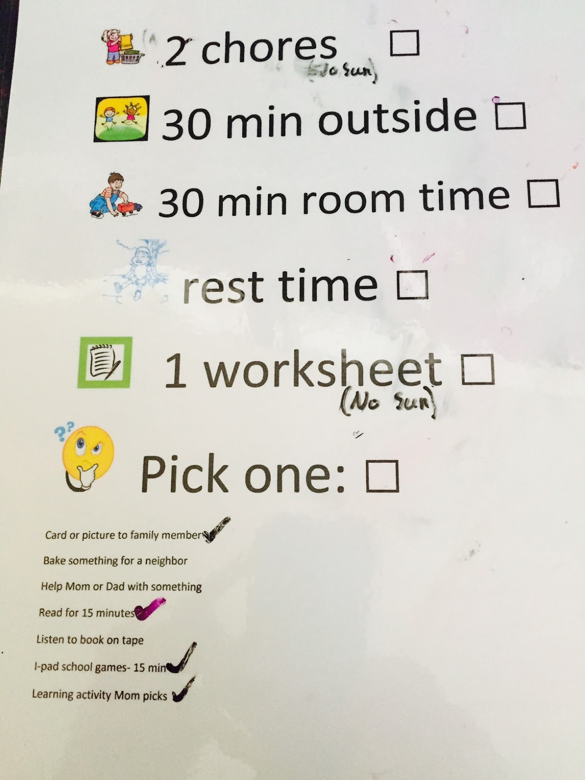 Reformed Ragamuffin: Kids: Kids' Checklist for Non-school Days