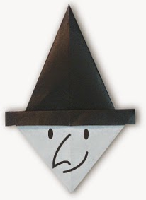Origami A Witch(face) - Easy Origami instructions For Kids