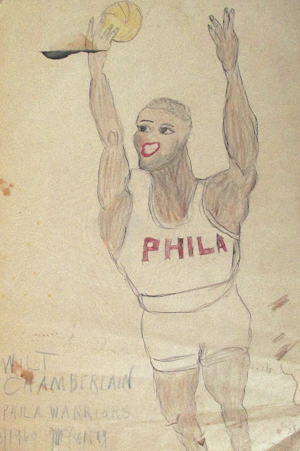 Dull Tool Dim Bulb: Justin McCarthy Art Drawing of Wilt Chamberlain 1960