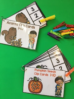Fall Clip Cards -Numbers 1-10 (6 sets) ~ Preschool Printables