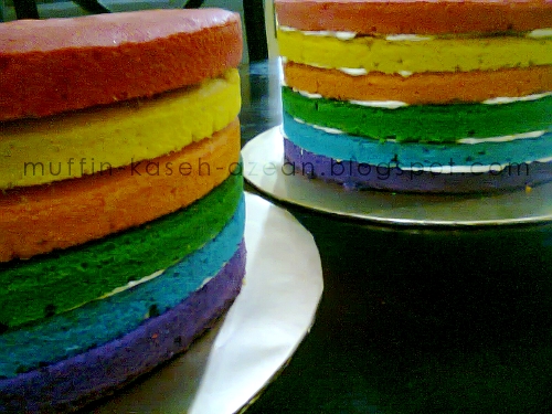 Rainbow cake@kek pelangi di Melaka | Muffin Kaseh Azean