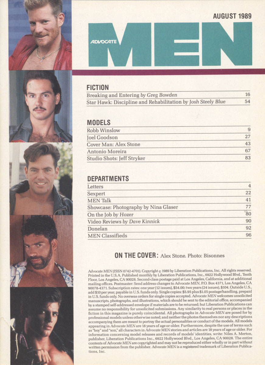 Welcome to my world.... : ADVOCATE MEN - August 1989