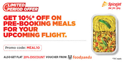 Get 10% Off on Pre-booking meals for your upcoming flight (SPICEJET)