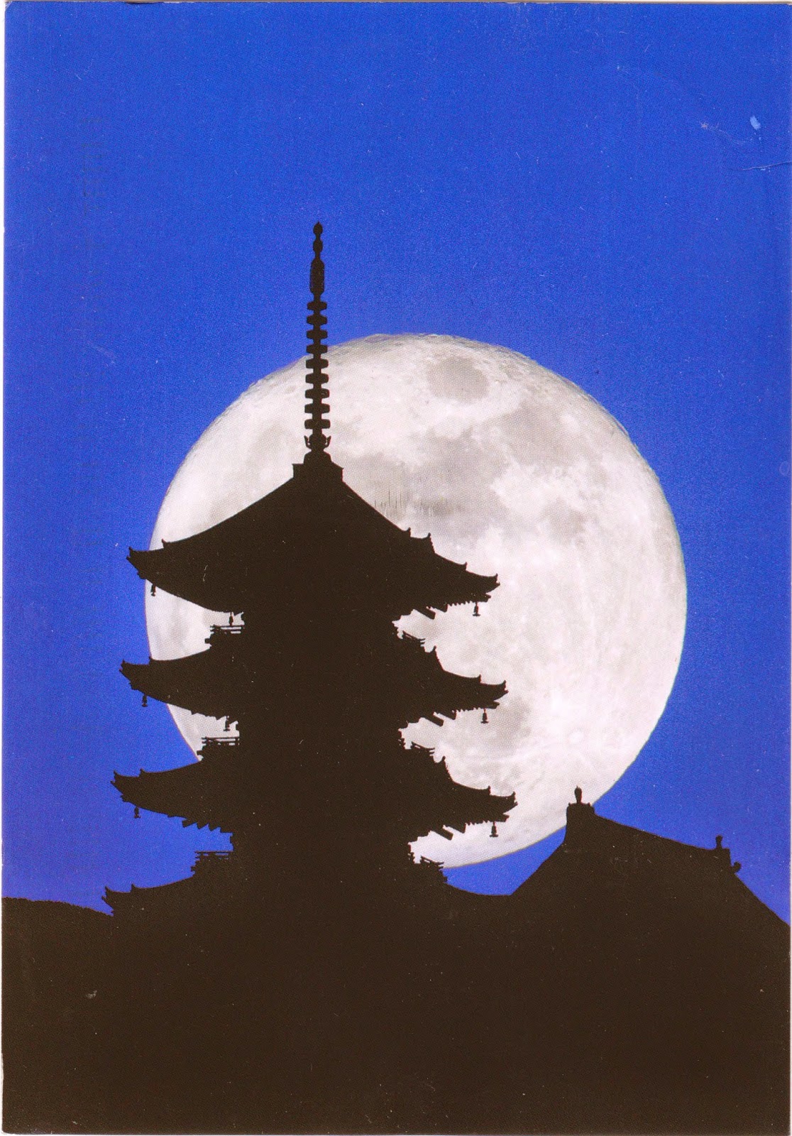 One Postcard a Day: Moon Over the East Temple in Kyoto