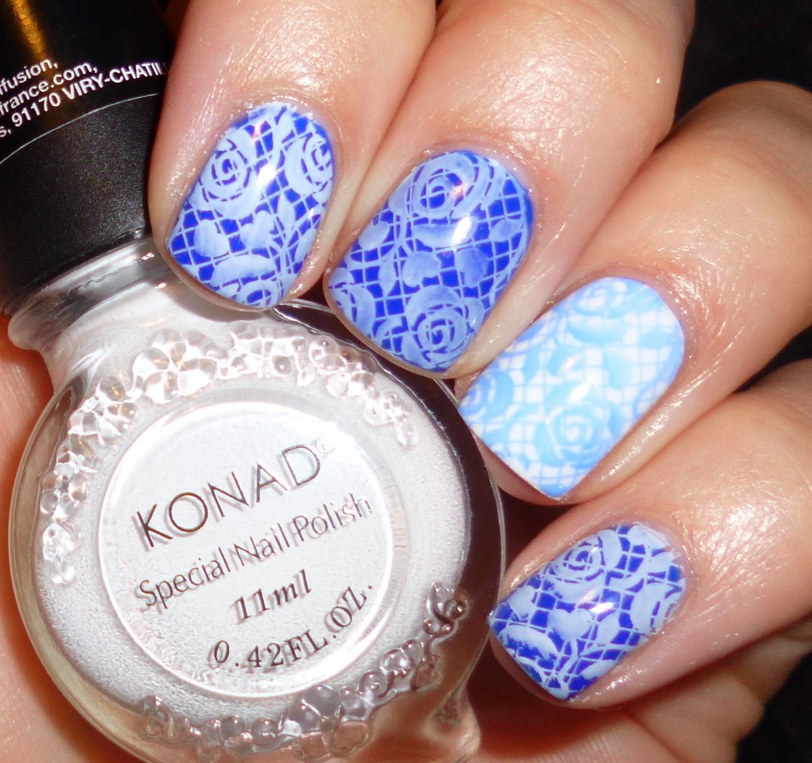 Lou is Perfectly Polished: Blue and White Lace Nails