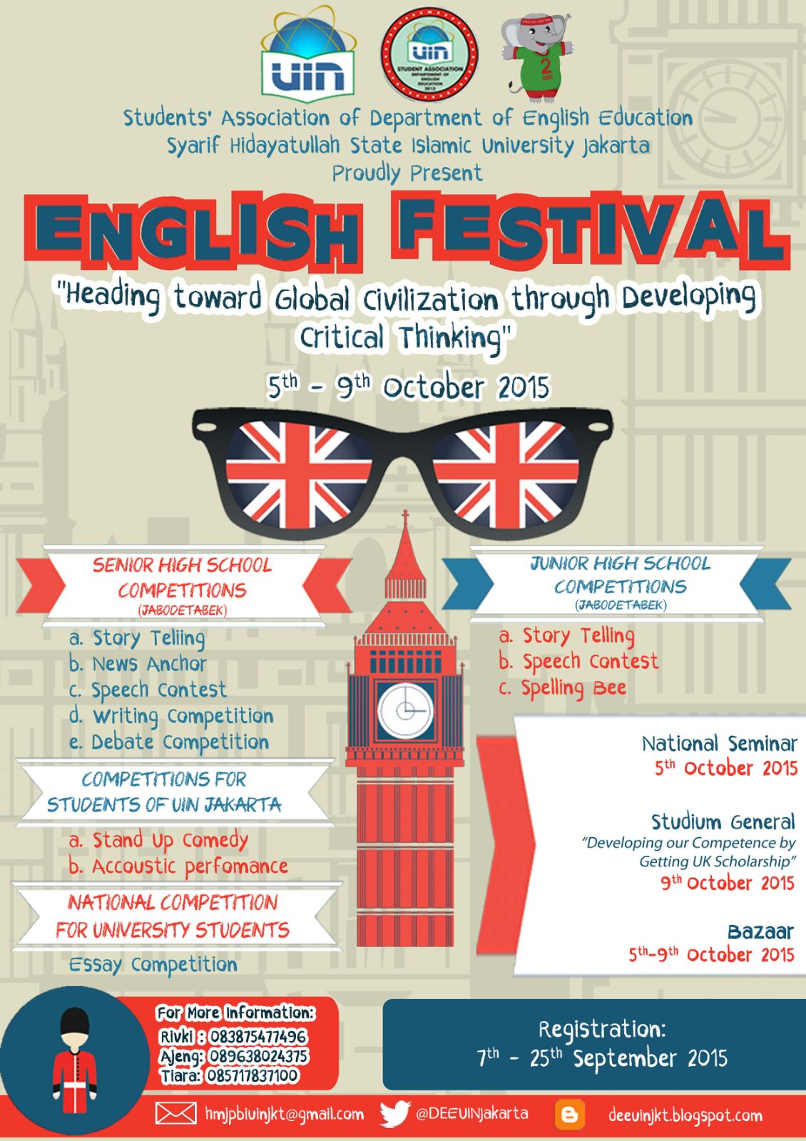 ENGLISH FESTIVAL 2015 - PAMPHLET & MASCOT