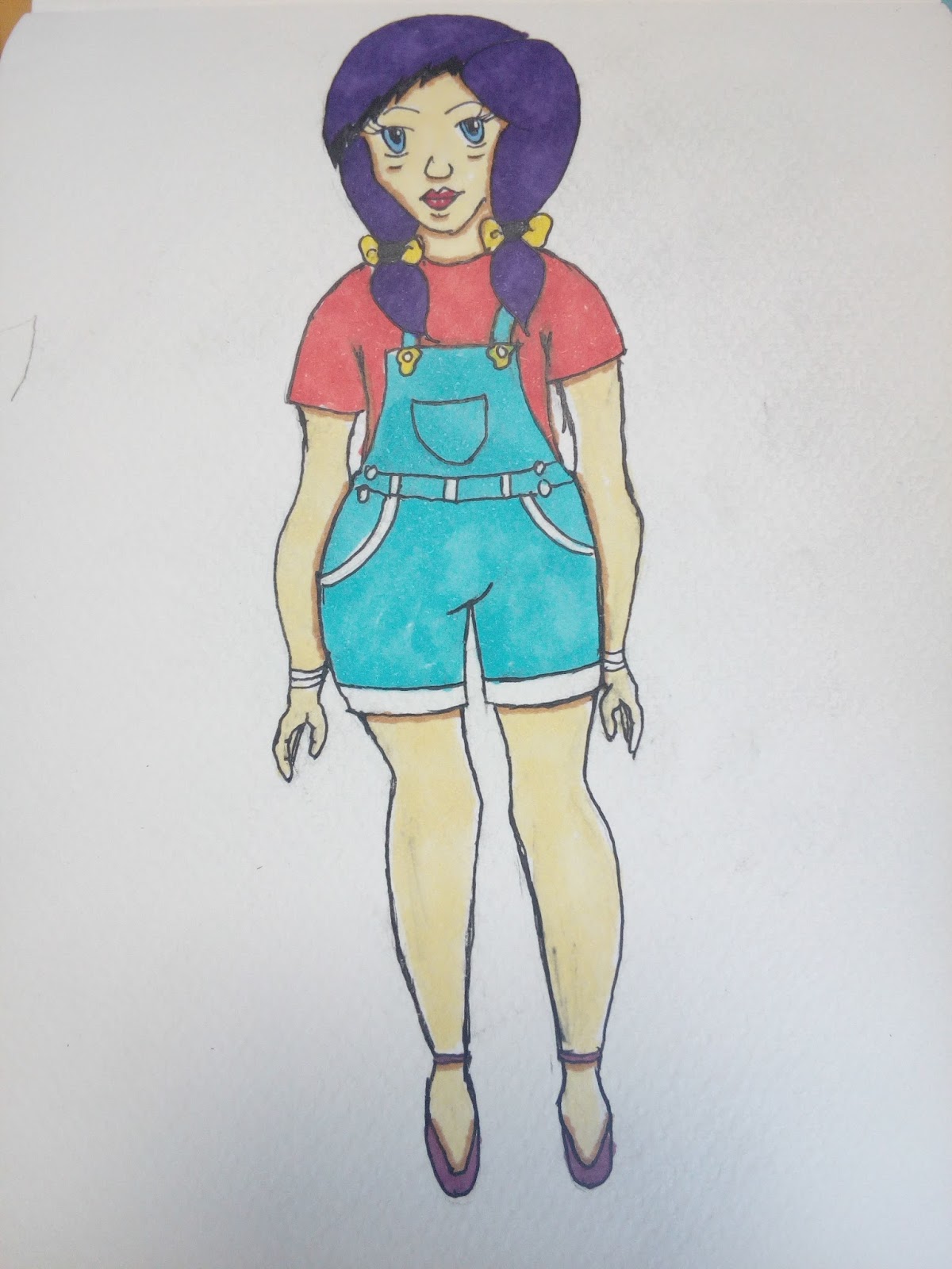 3/23/2018 DIARY DAY 33~ HOW TO DRAW A GIRL IN AN OVERALL SHORT AND A T ...