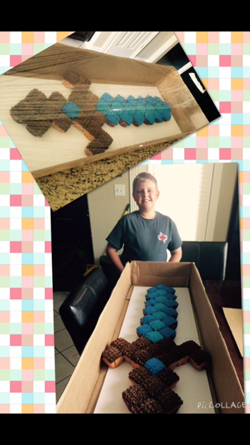 I saw that going differently in my mind...: Minecraft sword cupcake-cake